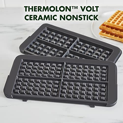 GreenPan Healthy Ceramic Nonstick Reversible Waffle Plates for 6-in-1 Contact Grill and Griddle, Dishwasher Safe, PFAS-Free
