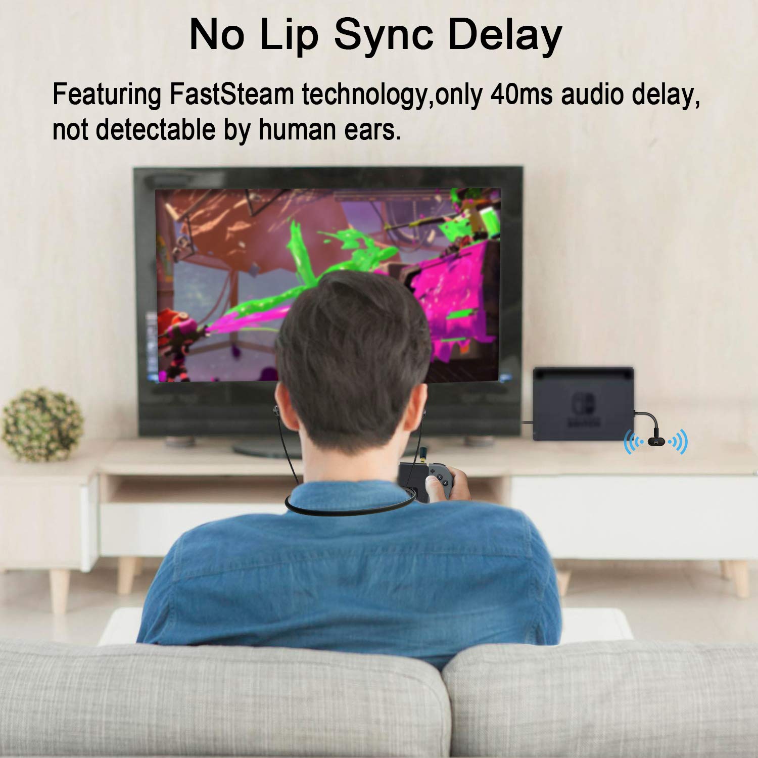 Giveet Wireless Gaming Headset Set w/USB-C Audio Transmitter Compatible with Nintendo Switch Lite PS4 PC, Bluetooth Headphone w/Rotable Mini Mic Support in-Game Voice Chat, Plug n Play, No Audio Delay
