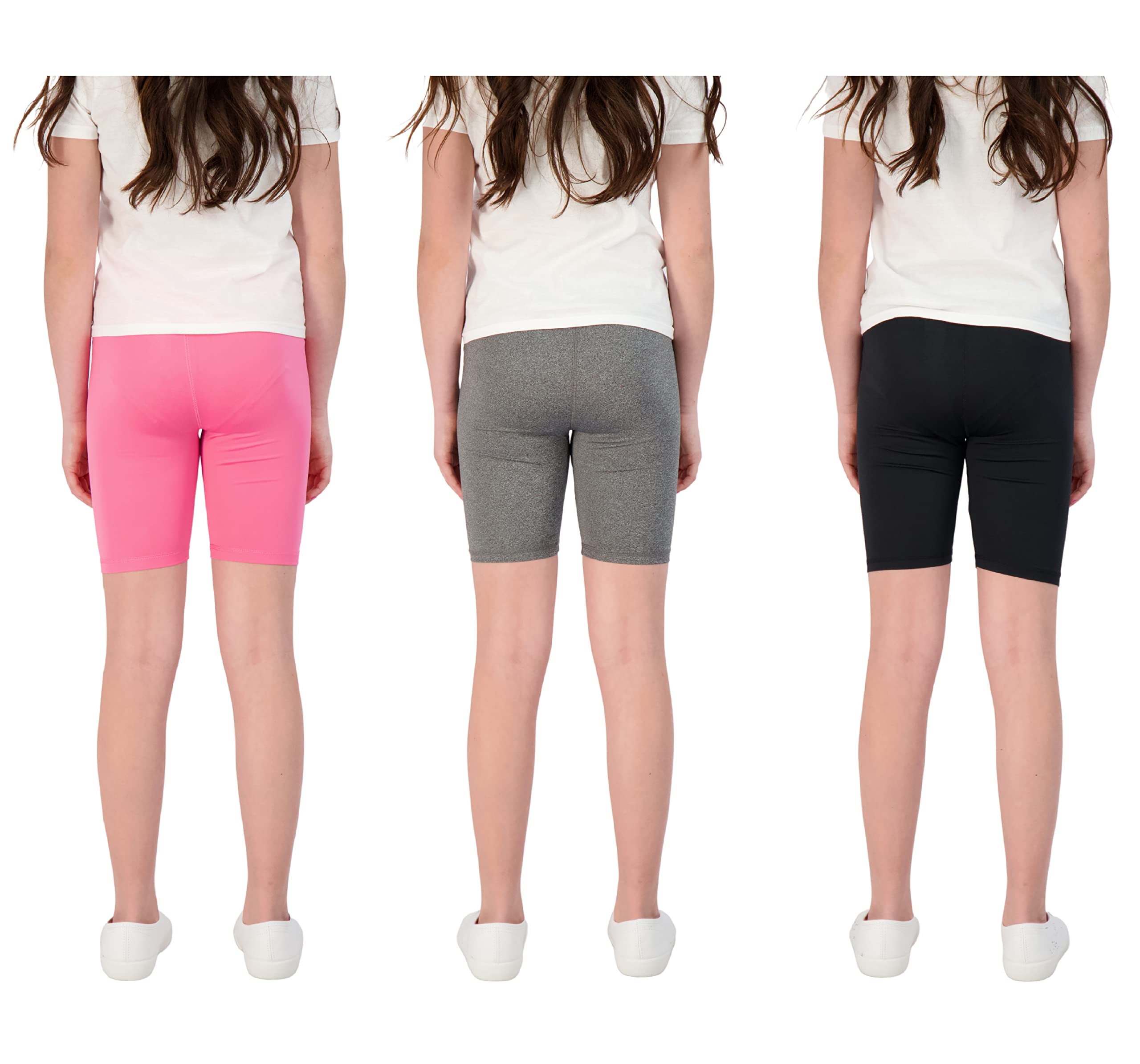 Hind 3-Pack Girls Athletic Shorts, Bike Shorts, Workout Clothes for Girls