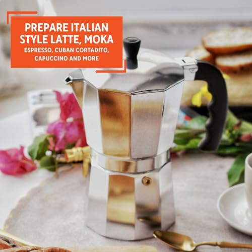 IMUSA Extra Large Aluminum Stovetop 12-cup Classic Italian and Cuban Espresso Maker, Silver