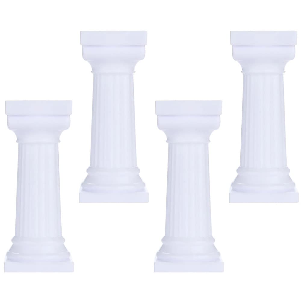 HEMOTON Roman Column Cake Tiered Stands: 4Pcs Plastic Cake Pillars Mold Fondant Holder Multi- Layered Cake Roman Column Support Stand for Wedding Birthday Party Decoration 17cm