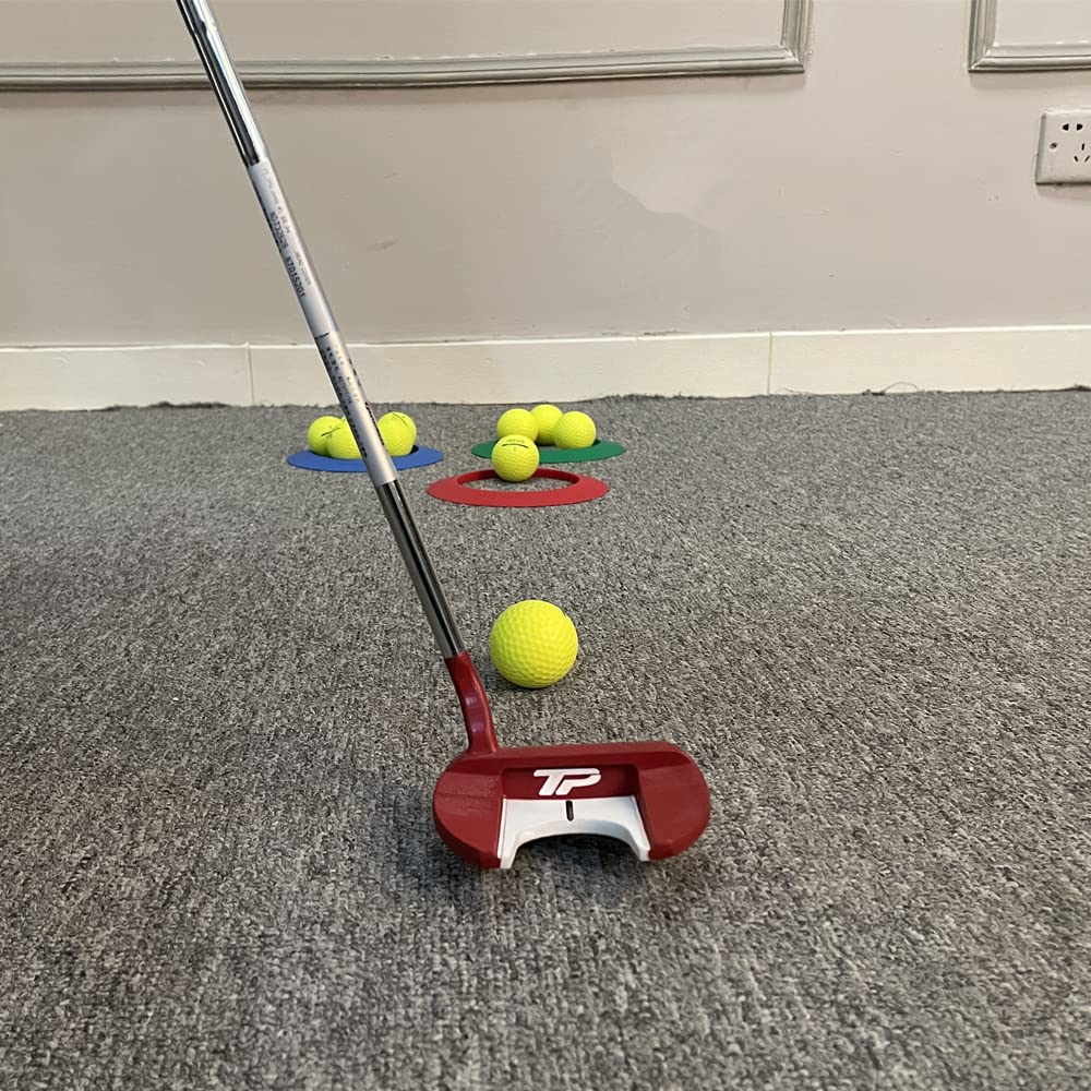 GLANC Golf Putting Mirror Practice Set, 2 in 1 Set Golf Putting Training Aid Equipment - Putting Alignment Mirror with Carry Bag and Golf Putting Hole Cups to Improve Your Putting