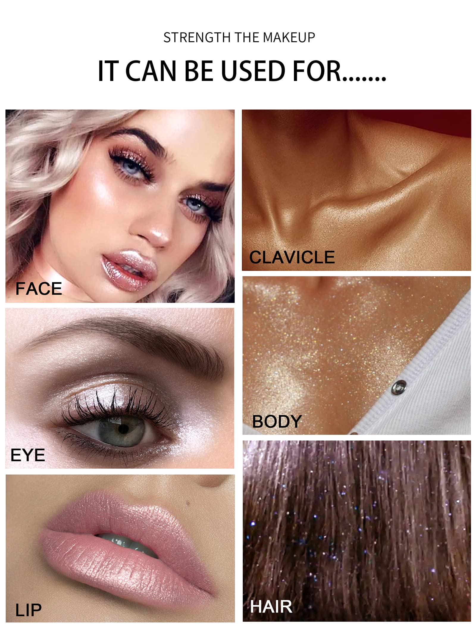MAEPEOR Highlighter Powder Stick 6 Colors Shimmer Not-sticky Brighten Highlighter Powder Stick Natural Sparkle Glitter Highlighter Makeup Cosmetic for Lip Face Body Makeup (01 White Moonbeam)