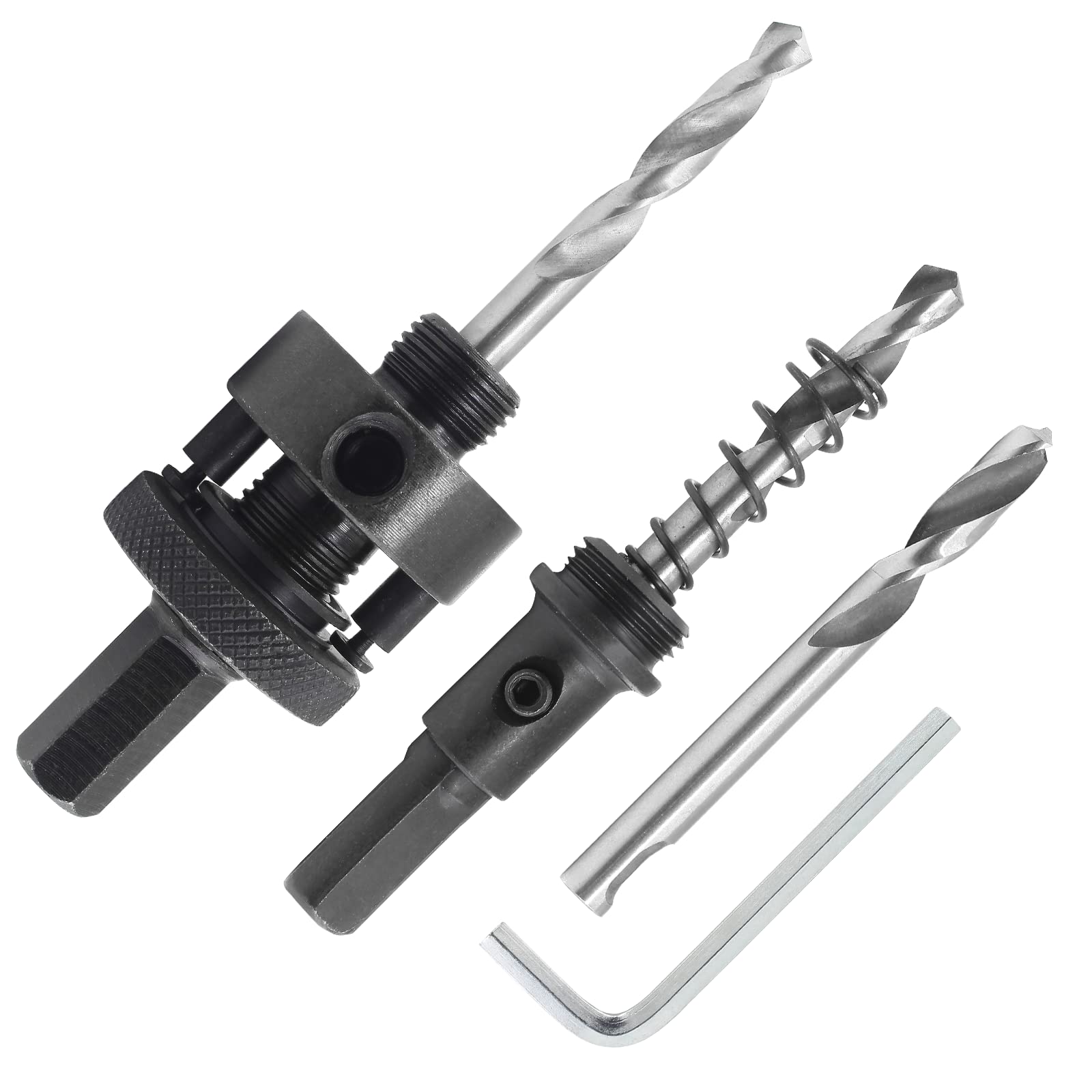 Kyuionty Hole Saw Mandrel, Shank Hole Saw Arbor Heavy Duty Quick Change Mandrel with 1/4 Inch Replacement Pilot Drill Bits