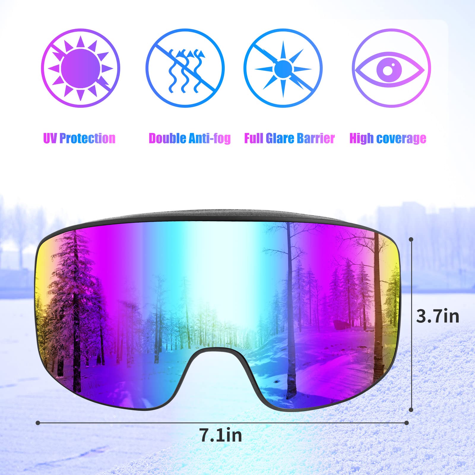 Hapytrip Men's Anti-Fog, Windproof Ski Goggles with UV Protection, Blue