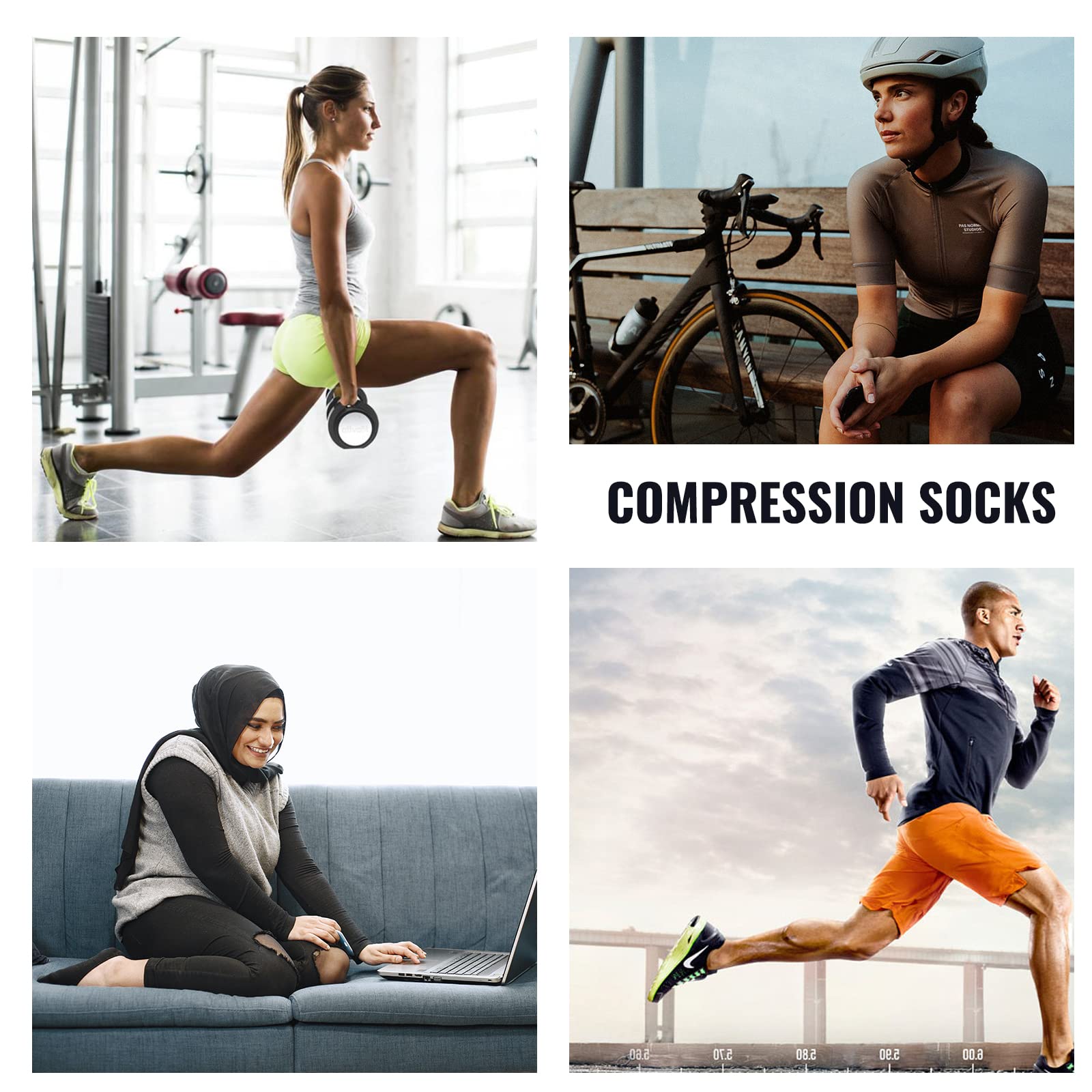 hello momoya Compression Socks for Women Men Knee High Support Socks 8 Pairs for Nurses, Running, Flying, Athletic