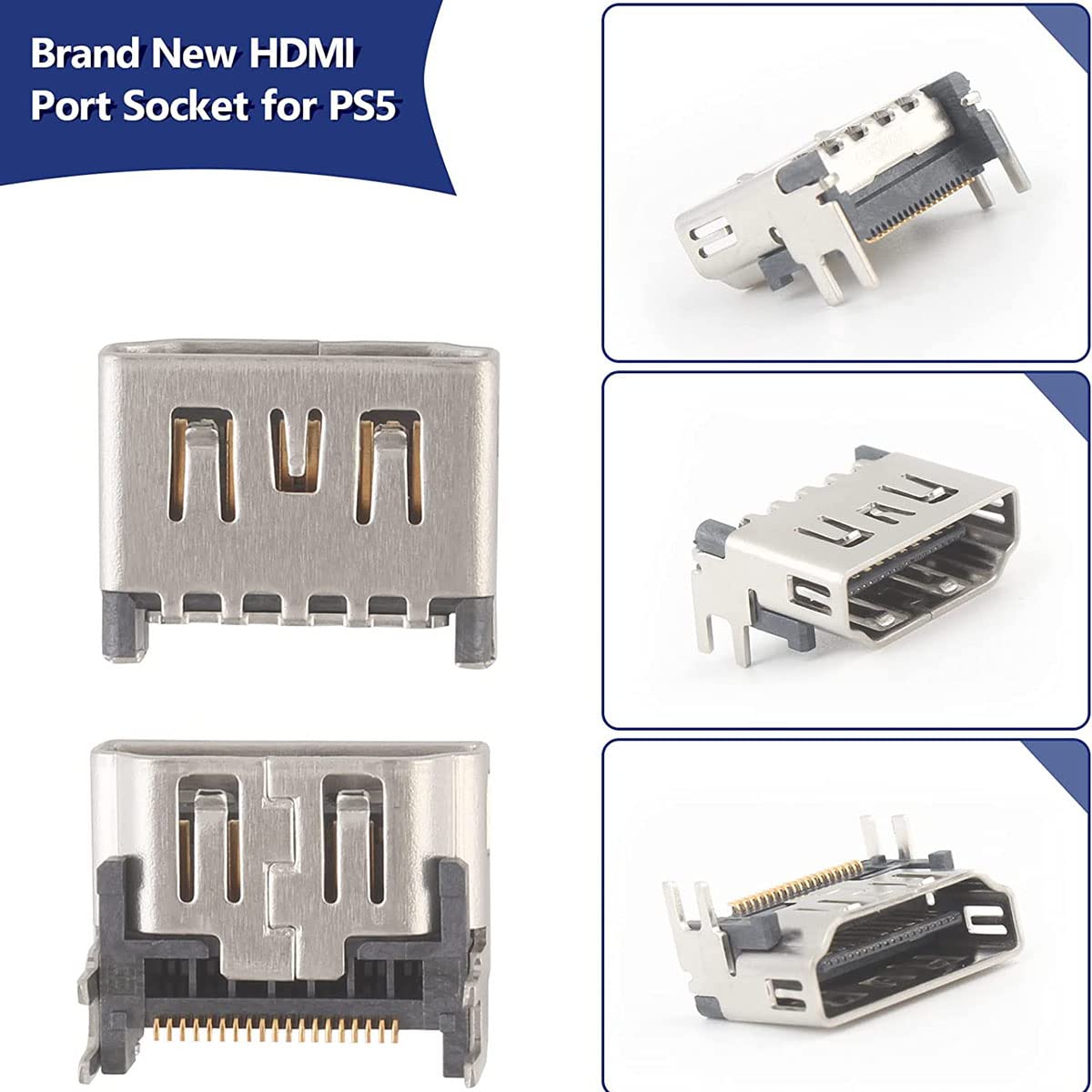 HQB-STAR 2PCS HDMI Port Display Socket Jack Connector Replacement for Sony Playstation 5 PS5 Hdmi PS5 TV Monitor Output port+Tools