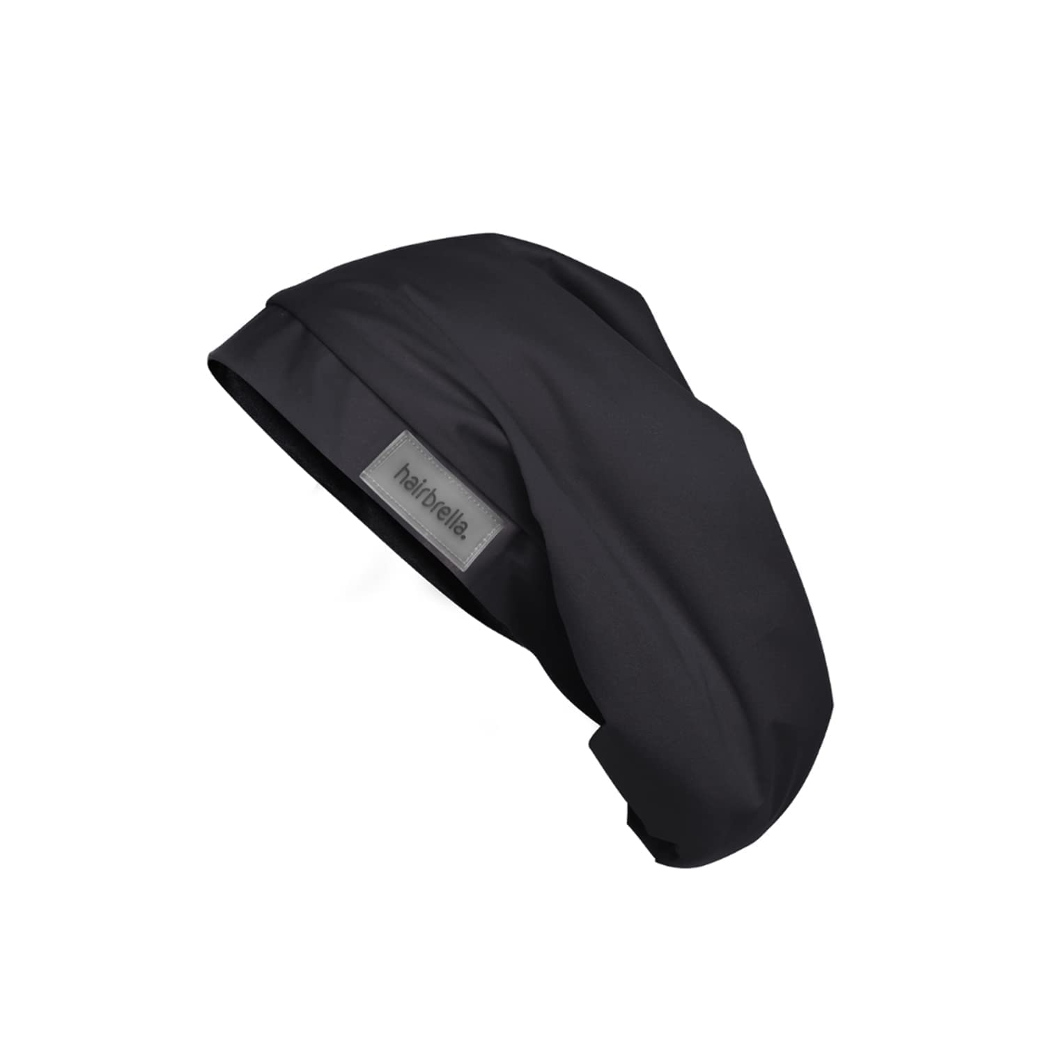 Hairbrella Lite Women’s Rain Hat - Satin-Lined Waterproof Hair Protection with Adjustable Strap, Packable Black