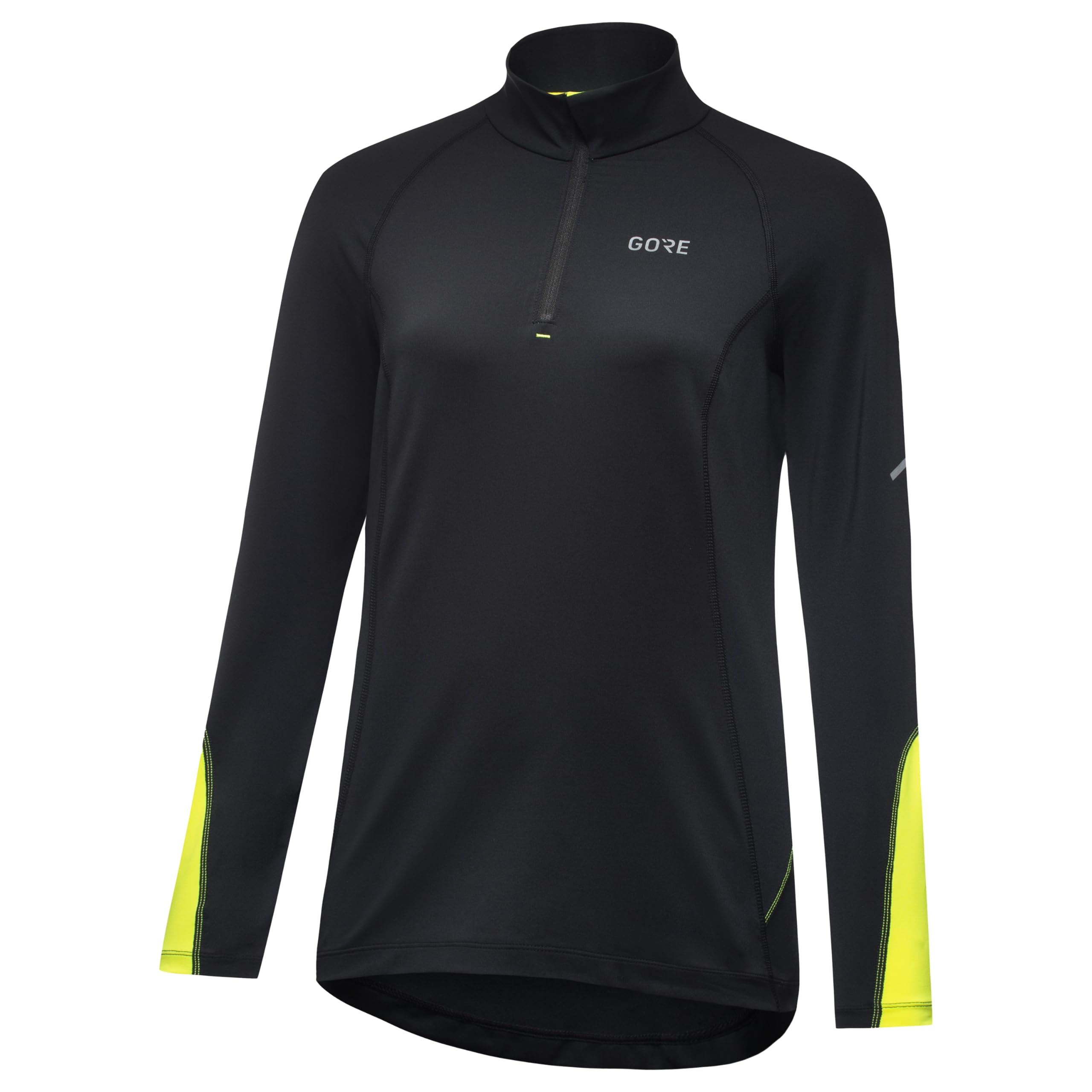 Gore Bike Wear Women's M Wmn Mid Long Sleeve Zip Shir, Black/neon Yellow, Small