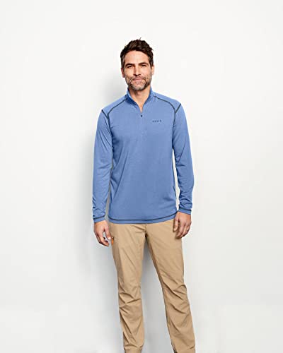 Orvis Men’s Drirelease Quarter-Zip Long Sleeve Shirt for Men - Pullover Men’s T-Shirts with All-Natural Odor Protection, Blue Fog - XX-Large
