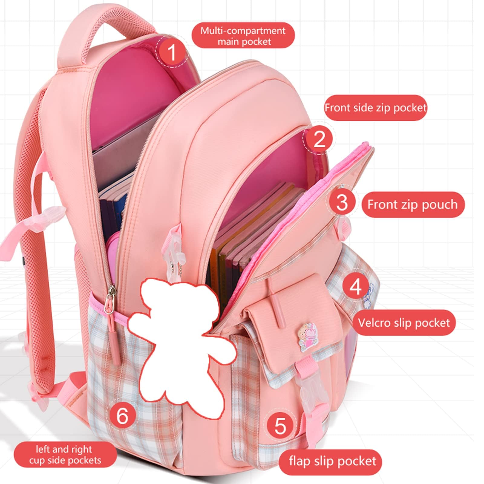 HANXIUCAO Backpacks for Girls Large Bookbags for Teens Girls Backpack for School Laptop Compartment Primary School (Blue)