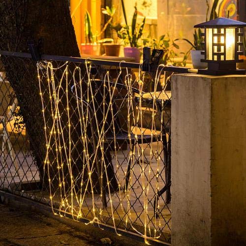 Hisafe Outdoor Solar String Lights, 66FT 200 LED Solar Powered Fairy Lights with 8 Lighting Modes Waterproof Decoration Copper Wire Lights for Patio Yard Trees Christmas Wedding Party,Warm White