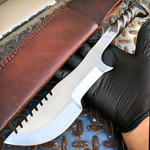 Hand Forged Railroad Spike Carbon Steel Hunting Tanto Tracker Knife Fixed Blade