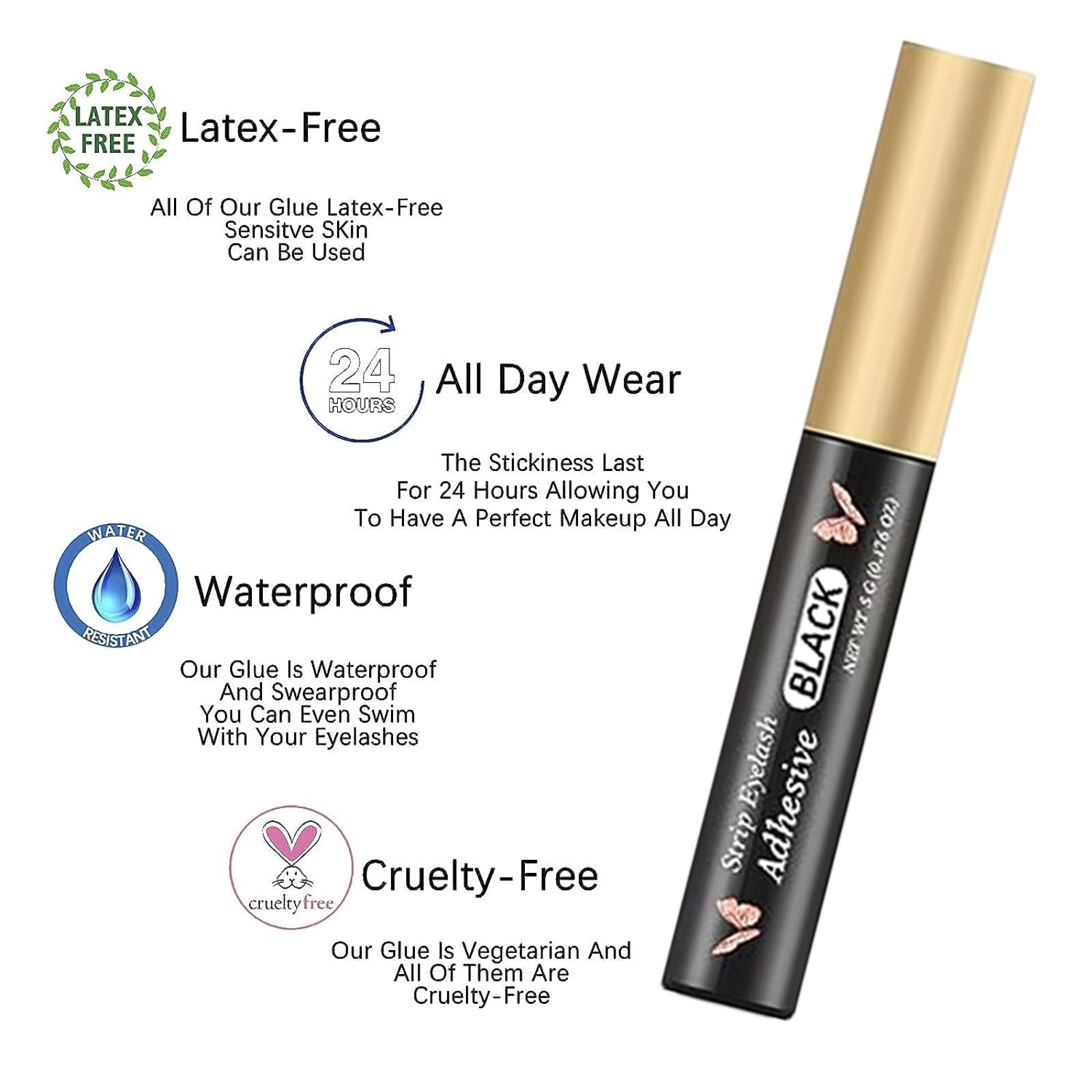 HSKIE 3 Tubes Magnetic Eyeliner for Magnetic Eyelashes Magnetic Eyelashes Glue Gold Pack03
