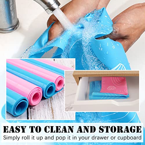 Hostk 3Pcs Silicone Baking Mat, Non Stick Pastry Mat with Measurements, Reusable Food Grade Silicone Counter Mat for Dough Rolling Mat, Baking Sheet, Macarons, Bread(11.4''*10.2'' ,19.7''*15.7'')