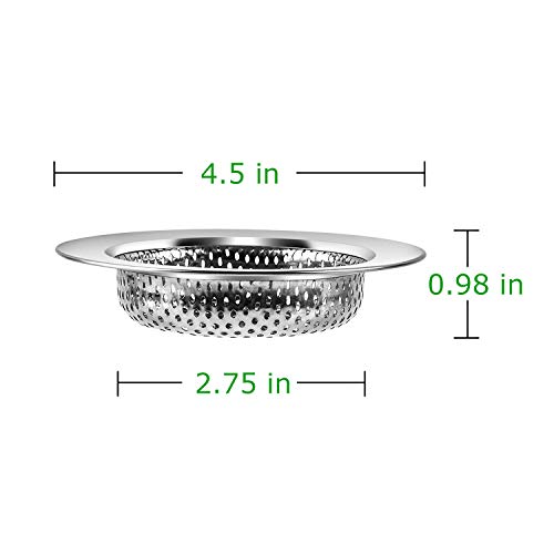 Iafand 2 Pack Stainless Steel Kitchen Sink Strainer Drain Plug Filter Strainer With Large Wide Rim 4.5" for Kitchen (4.5inch)