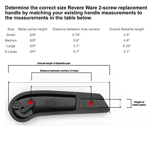 Large 2-screw replacement handle for vintage Revere Ware pans