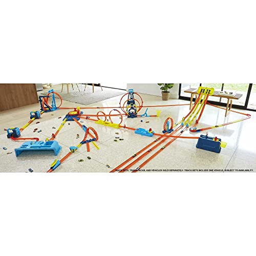 Hot Wheels Track Builder Unlimited Stunt Crash Box Play Set with 18 Building Components in Storage Box with Lid & One 1:64 Scale Hot Wheels Car, Awesome Gift for Kids 6 to 12 Years Old