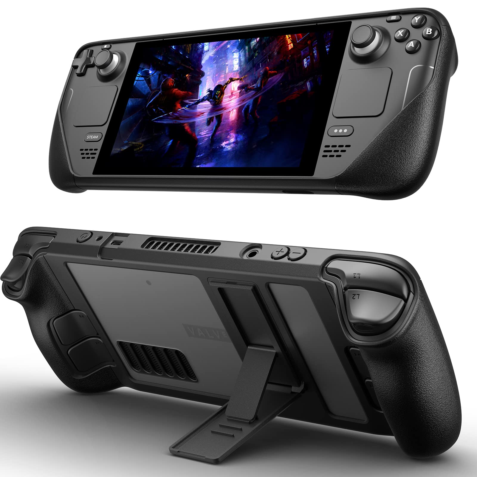 JSAUX Kickstand Protective Case for Valve Steam Deck, PC0102 TPU Cover Protector with Stand Base Compatible with Shock-Absorption, Non-Slip and Anti-Scratch Design