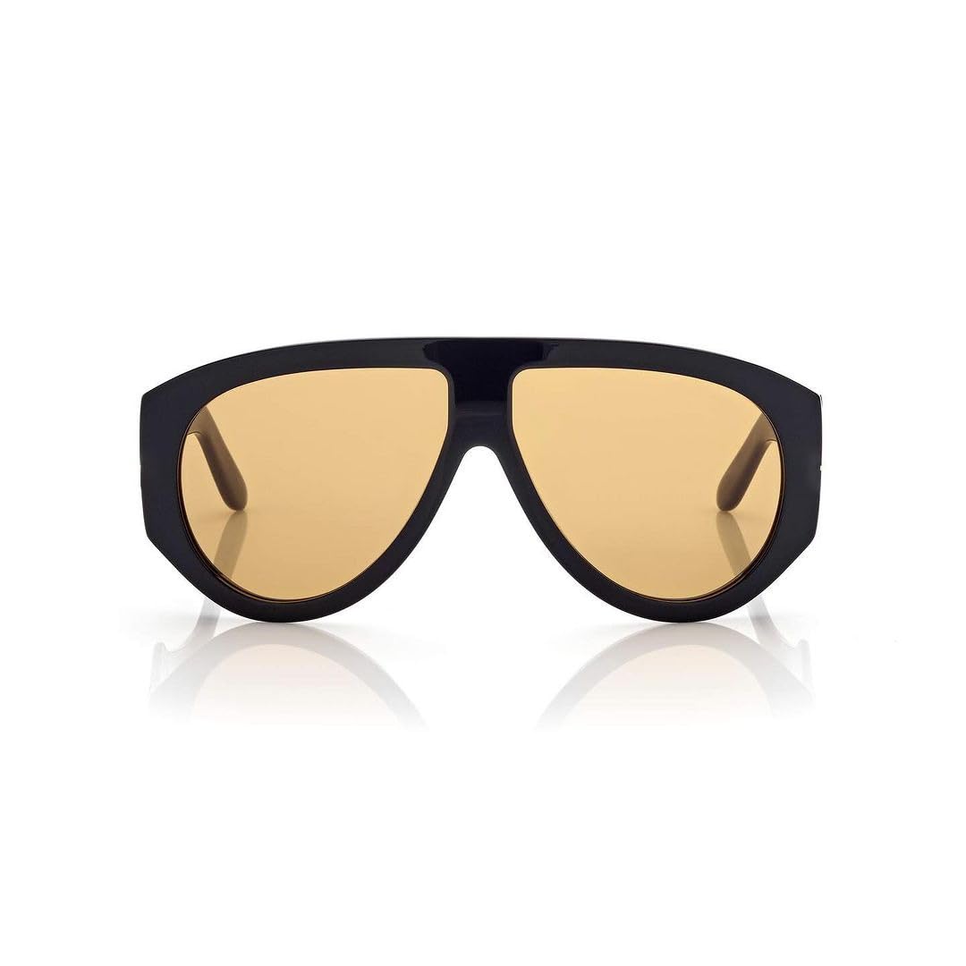 OSAGAMA Trendy Retro Oversized Aviator Sunglasses for Women Men 70s Luxury Designer Thick Classic Sun Glasses (Black/Brwon 1)