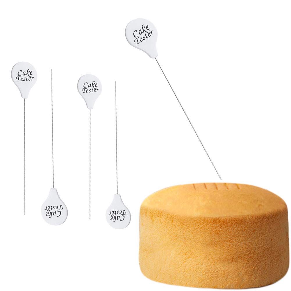 HIKALI Cake Tester for Baking, Cake Tester Needle Reusable Long Cake Testers Metal Pin Sticks for Cake Bread Pastry Biscuit Cookie Muffin Pick 7.5inch 4 Pack