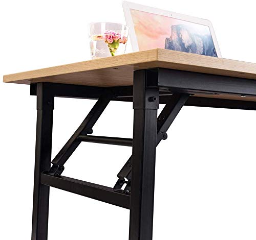 Haobase Folding Computer Foldable Writing and Study Table for Home and Office Workstations, Teak and Black (40" X 20" X 30 ")