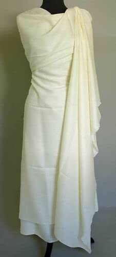 HERITAGE TRADING Extra Large Soft Wool Jamavar Shawl White-on-White Paisley Bridal Pashmina 100"x52"