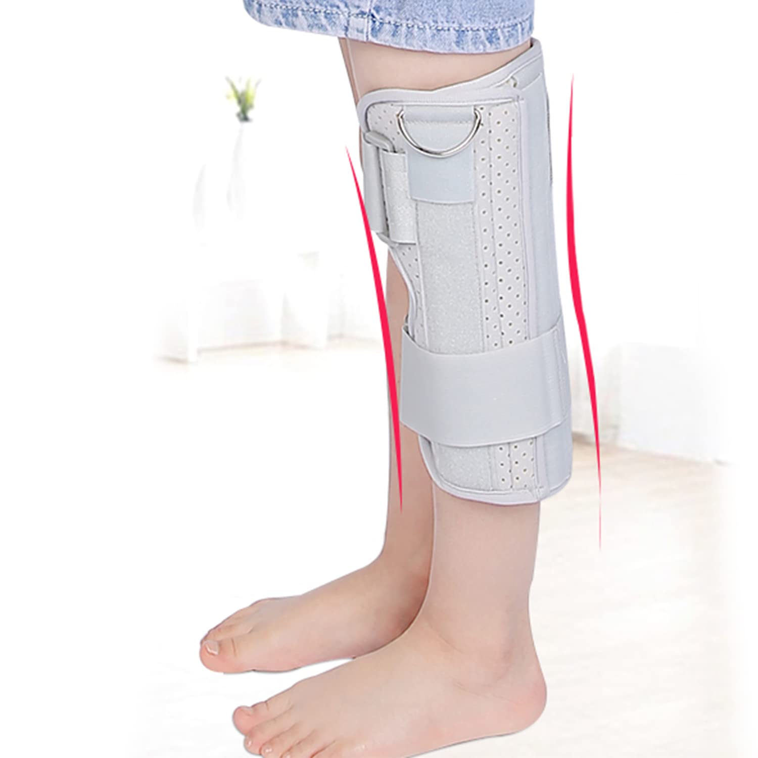 Kids Knee Immobilizer Brace with Shoulder Strap, Fracture Fixation Protector for Knee Pre-and Postoperative & Injury Or Surgery Recovery,M