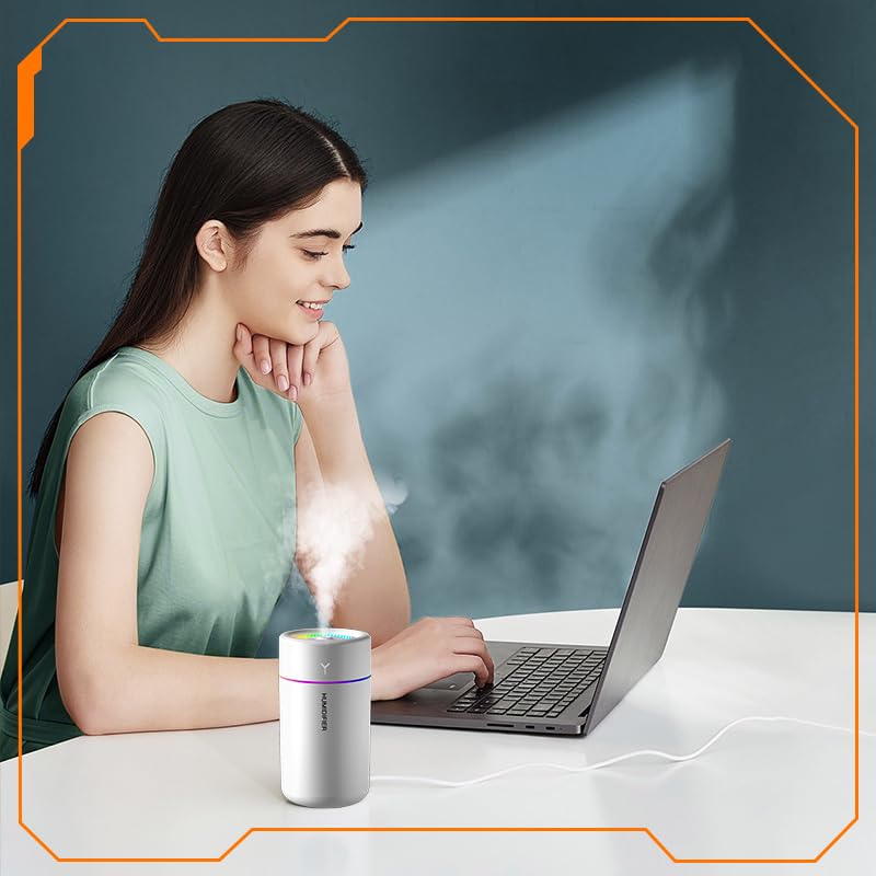 KISSWILL Mini Humidifier, USB Personal Desktop Humidifier for Car, Office, Bedroom etc. Auto Shut-Off, 2 Mist Modes, Super Quiet - (BL - Black)