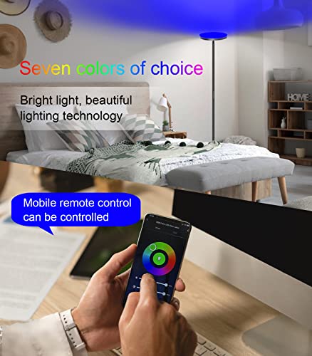 Hyskostar 2 Side Lighting Led Floor Lamp with Remote & Touch Control 24 W 1000LM, Dimmable 3 Color Temperatures,Tall Standing RGB Floor Lamps for Living Room,Bedroom