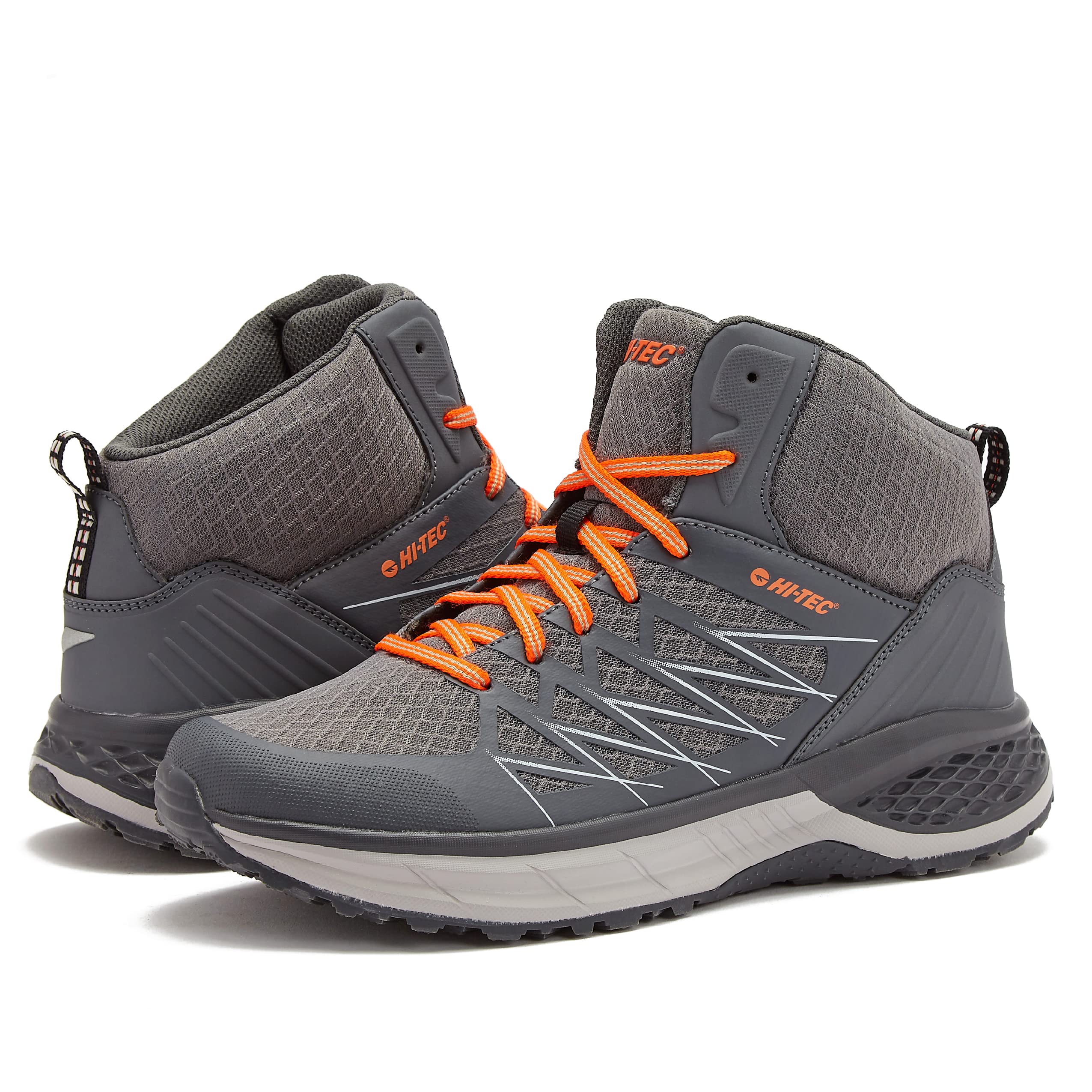HI-TEC Destroyer Mid Hiking Boots for Men, Lightweight Breathable Outdoor Backpacking or Trail Running Shoes - Dark Grey, 8 Medium