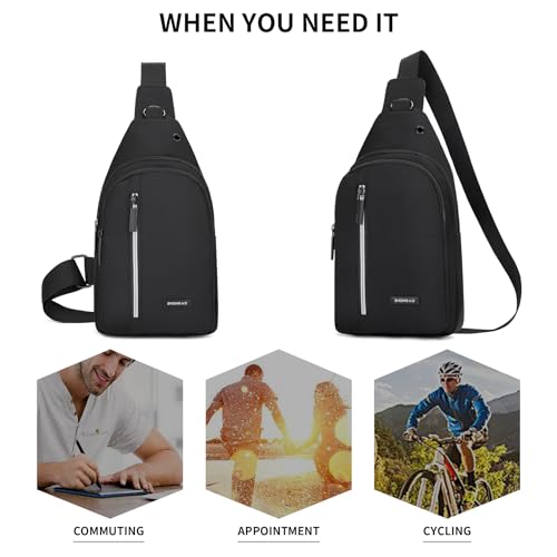 Gurislife Sling Bag for Men,Small Backpack Crossbody Bags,small Shoulder Bag With Reflective Strip Shoulder for Work Hiking and Daytrips,Black-903