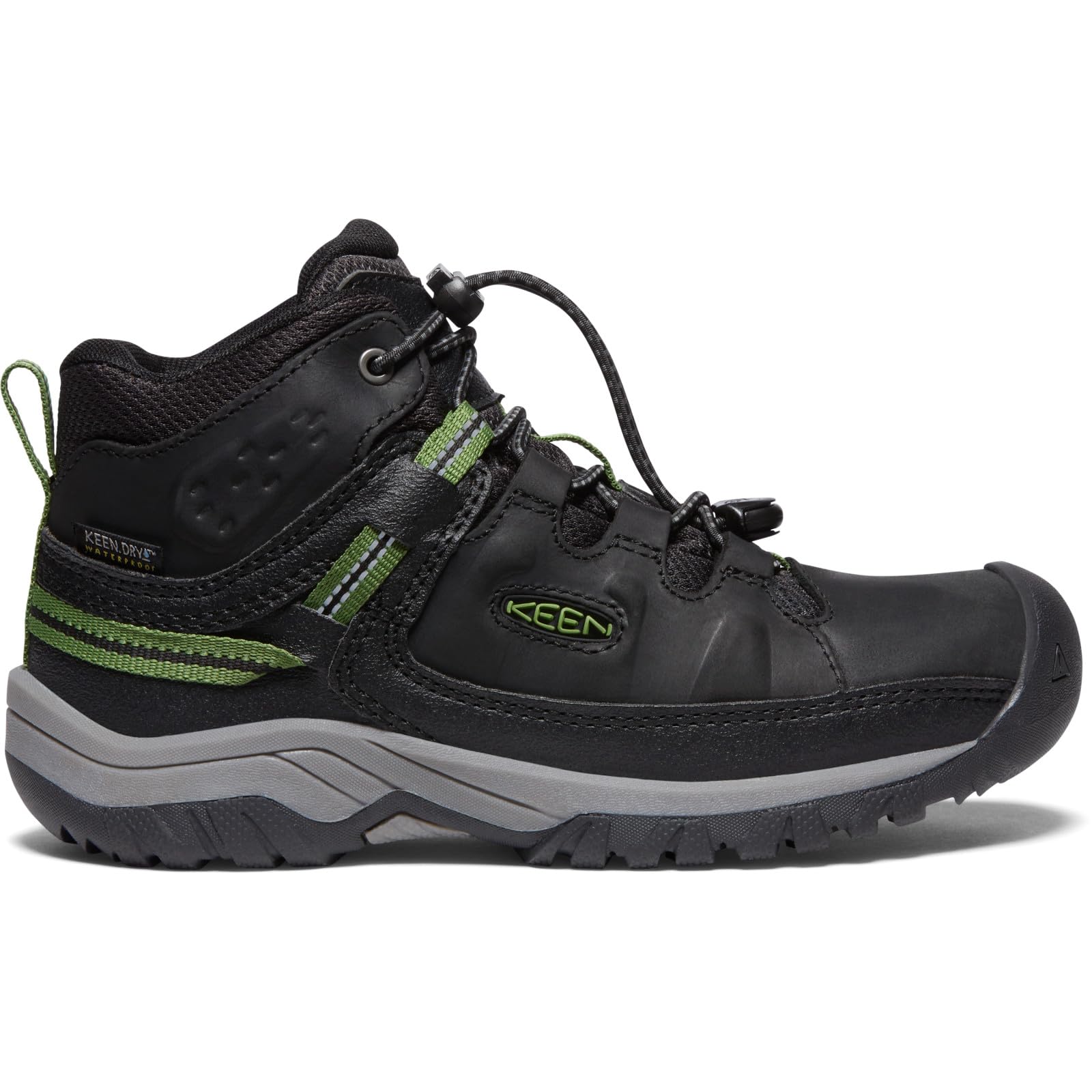 KEEN Kids' Targhee Mid Height Waterproof Hiking Boots, Black/Campsite, 7 Big Kid US