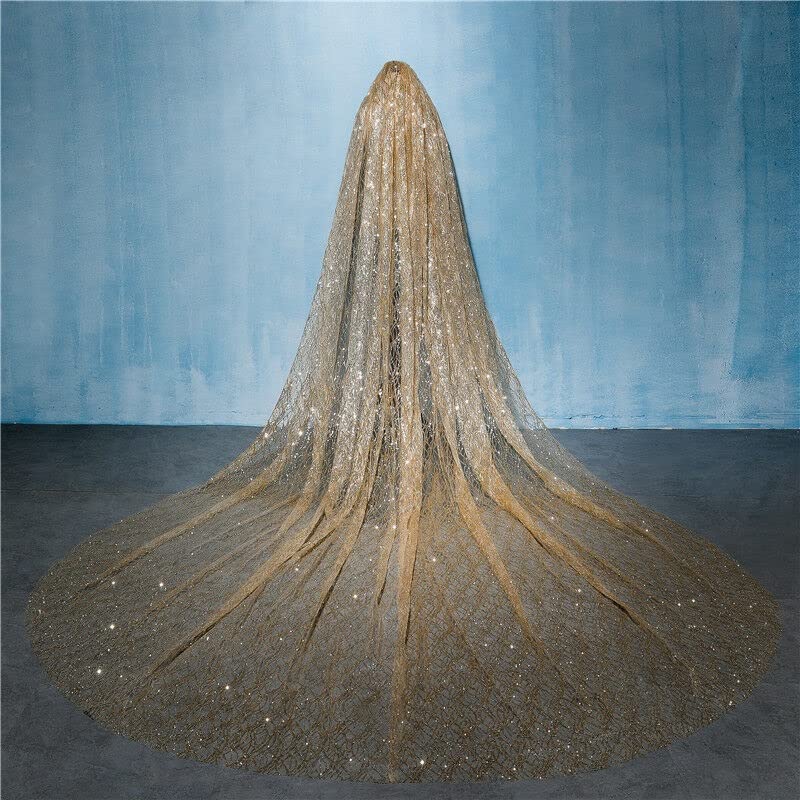 HOUKAI JIAMEI 3Meters Wedding Bridal Veil Long Bride Luxurious Cathedral Train Shiny Bling Sequins Accessories