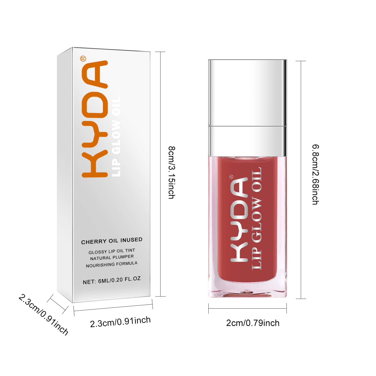 KYDA 2 Colors Hydrating Lip Glow Oil, Moisturizing Lip Oil Gloss, Transparent Plumping Lip Gloss, Lip Oil Tinted for Lip Care and Dry Lips, 007+012
