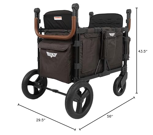 Keenz XC Plus 4 Passenger Foldable Luxury Stroller Wagon with Mesh Canopy and Sides, Roll Down Black Out Panels, Storage Pockets, and Snack Tray, Charcoal