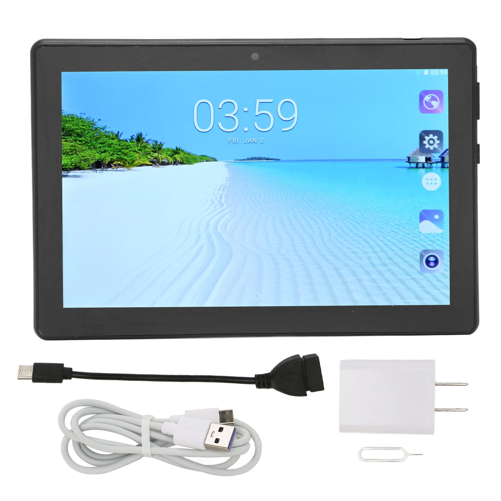 Haofy Office Tablet, HD Tablet, Dual Camera, US Plug, 100-240V, 3 Card Slots for Travel (Black)