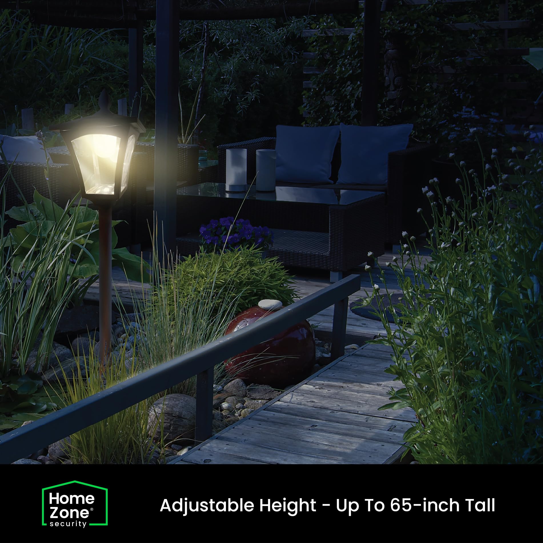 Home Zone Solar Lamp Post Light - 65" Tall Decorative Outdoor Solar Garden Lamp Post Lights (1 Set)