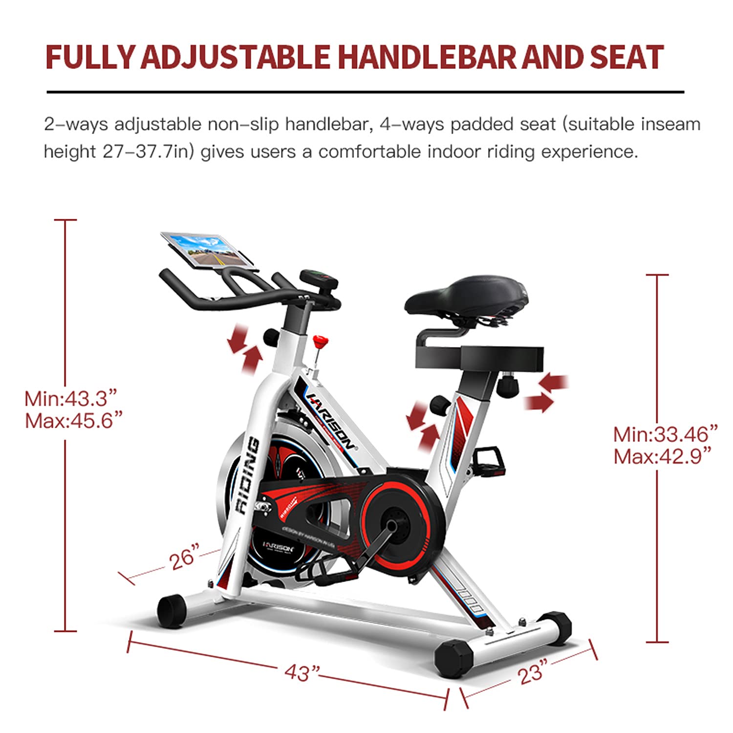 HARISON Exercise Bike Stationary Bikes for Home Use Indoor Cycling Bike with tablet Holder (B089CW6C8B)
