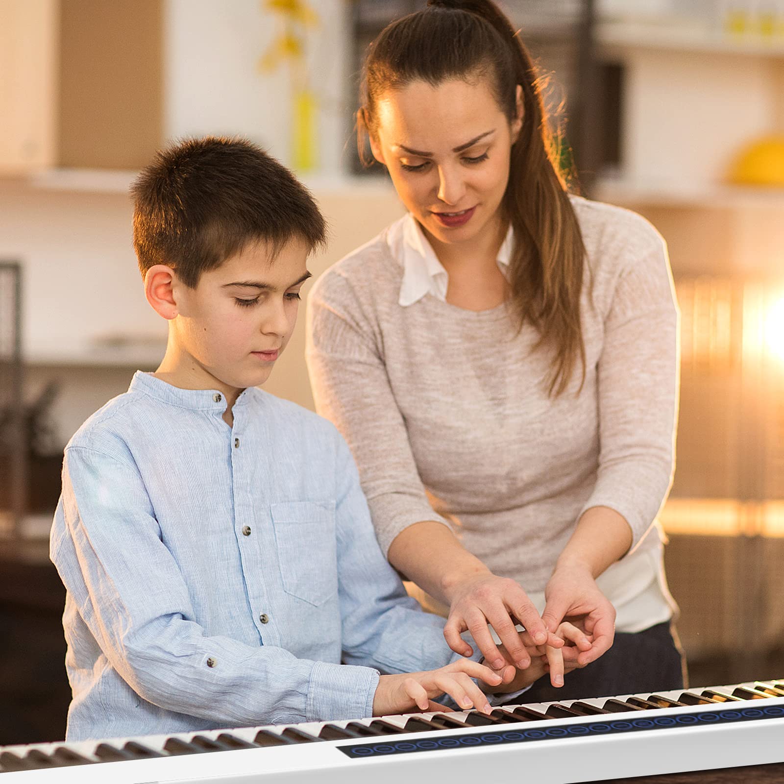 HONEY JOY Digital Piano 88 Key Semi-Weighted, Full Size Portable Electric Piano Keyboard with Sustain Pedal, MIDI Touch Sensitive Keyboard with Bluetooth, Musical Teaching Keyboard Toy (Black)