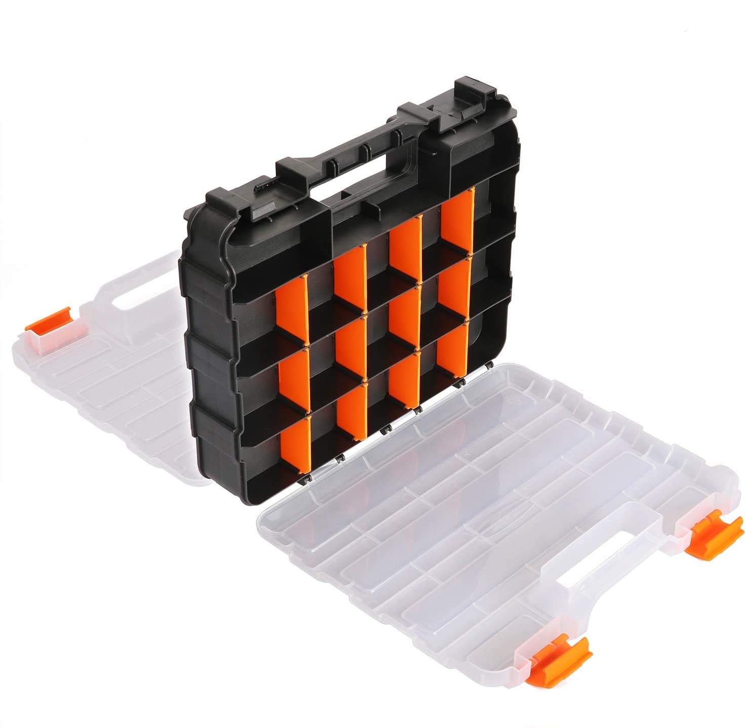 Hn with Yn Double-sided tool storage box, screw organizers and storage bins, small parts organizer box, suitable for storing screws, nuts and Fishing Lures Baits Fishing Hooks other small tool boxes
