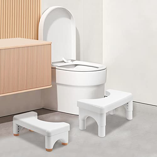 Hasfu Squatting Toilet Stool, Adjustive 6 Inch to 8 Inch Potty Bathroom Poop Stool for Adults and Children, White