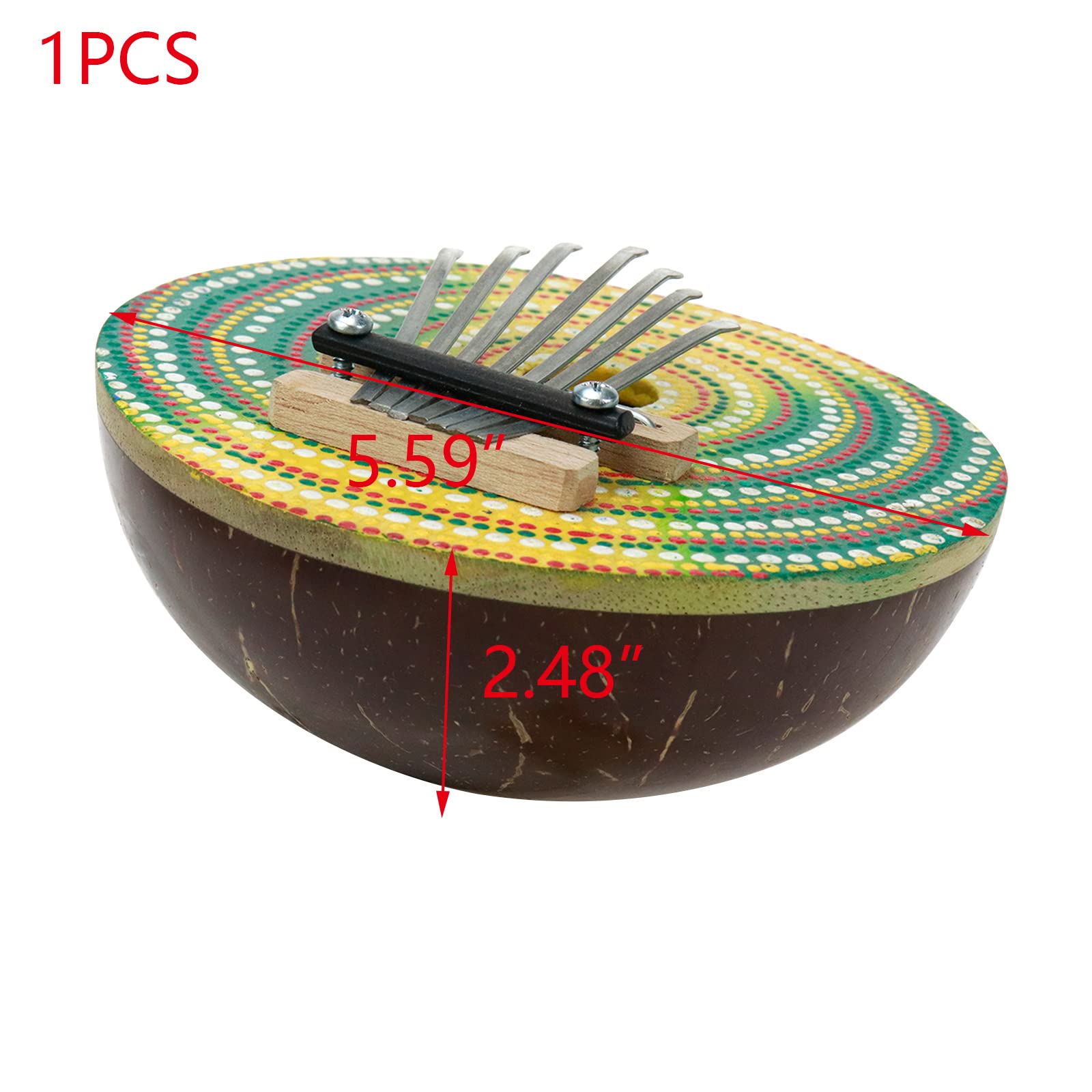 HEVSTIL 7 Key Thumb Piano Professional Tuneable Coconut Shell Thumb Piano Portable Musical Percussion Instrument