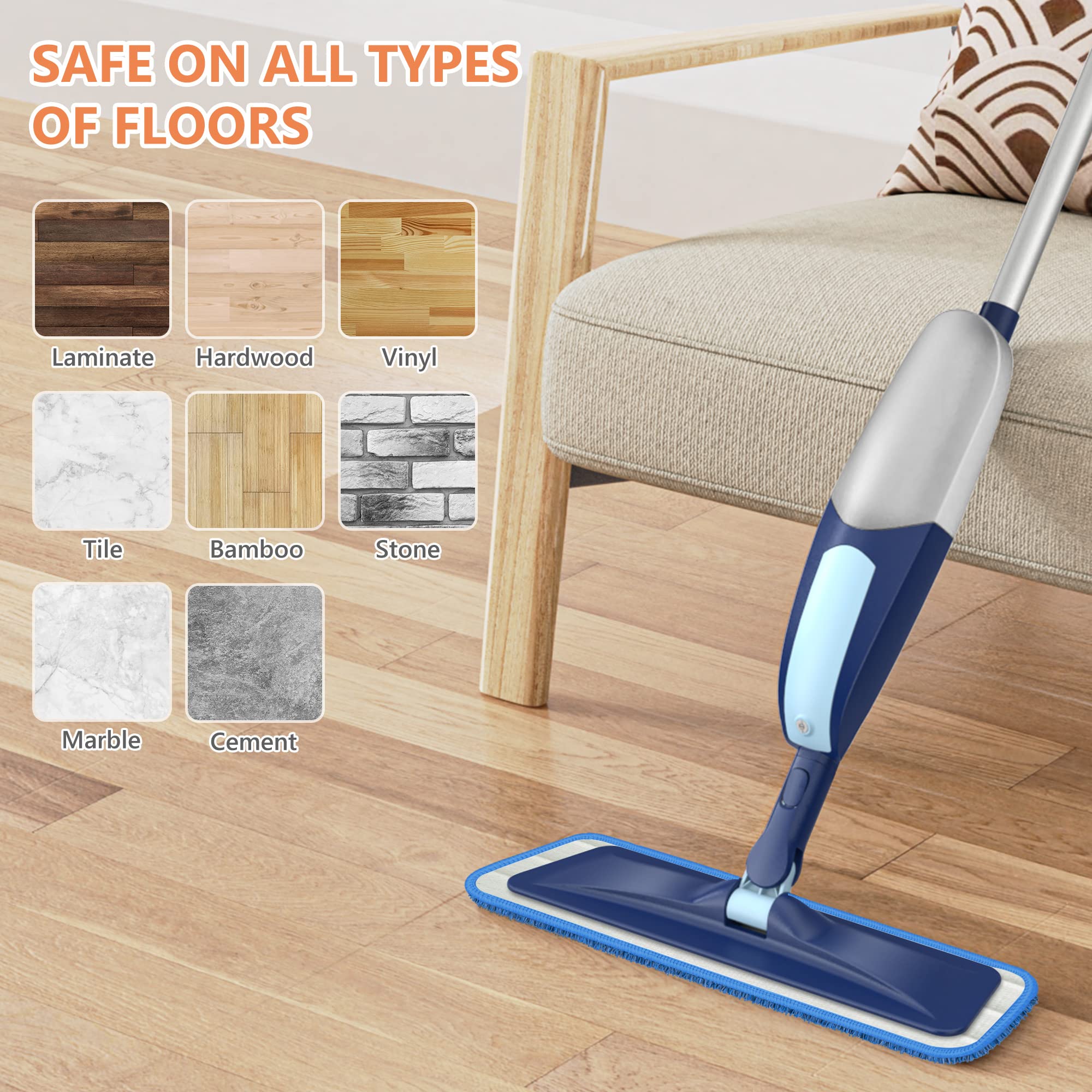 Microfiber Spray Mop Pads, Compatible with Swiffer PowerMop (5 Pack), Reusable Washable Floor Mop Pads Replacement 15.7 x 5.1 inch Dry Wet Mop Pads Refills for Home Kitchen Commercial Floor Cleaning