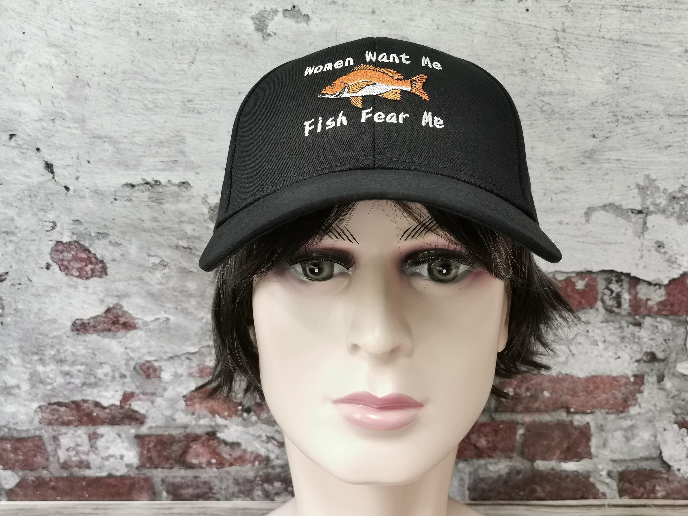 Hepandy Women Want Me Fish Fear Me Embroidered Baseball Caps for Men, Adjustable Black Trucker Hats Embroidery Snapback Cotton Animals Dad Hat
