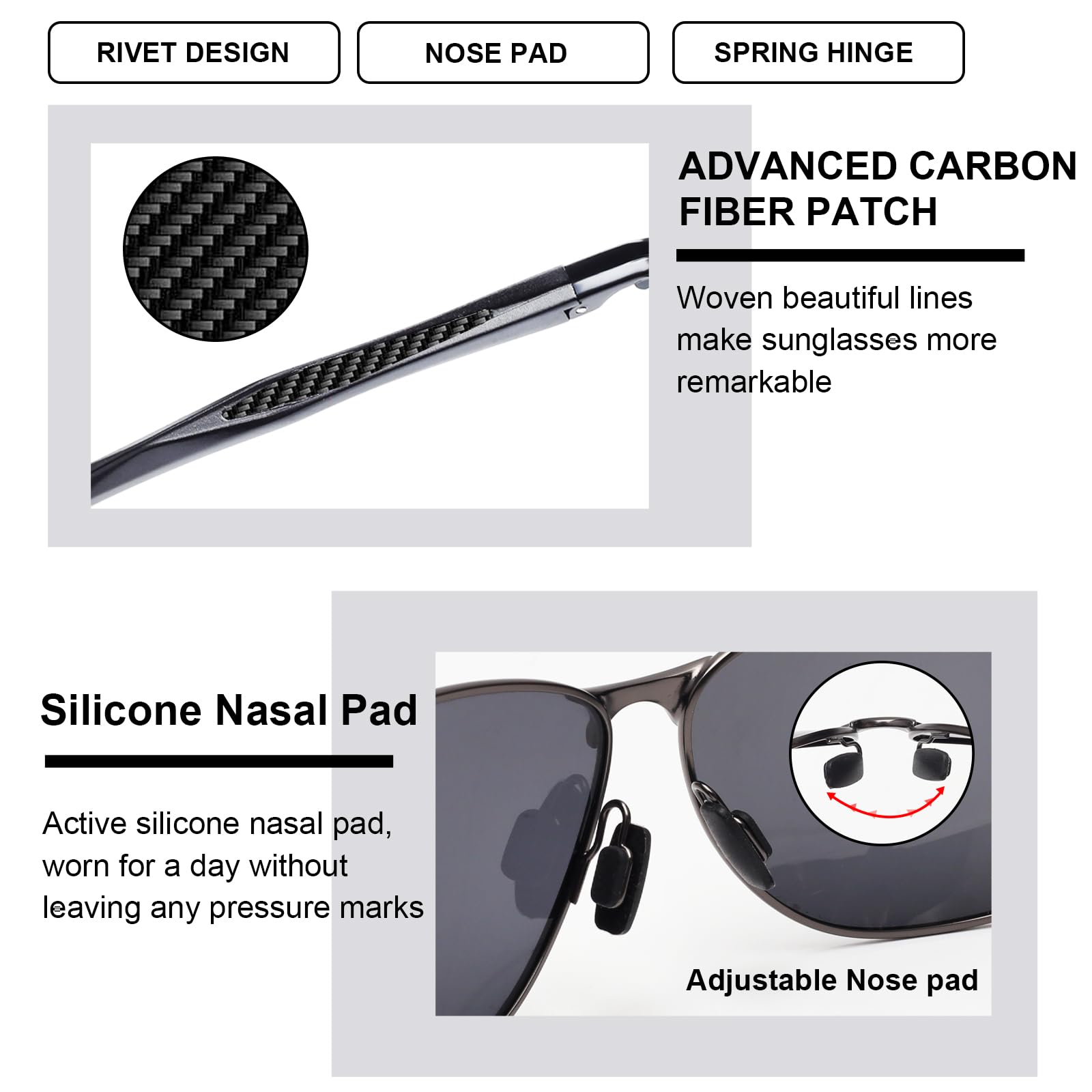 LADEESSE Sunglasses - Polarized Sunglasses for Men and Women, With Spring Hinge，Ideal for Sport, UV Protection - Smoke Gray
