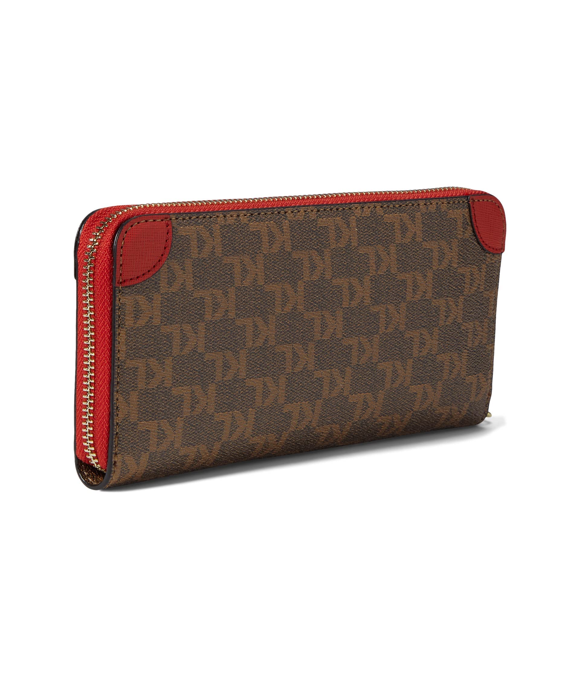 KARL LAGERFELD Paris Zip Around Wallet Brown/Red One Size
