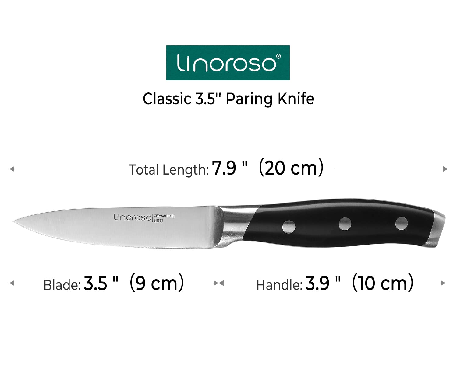 linoroso Paring Knife 3.5 inch Small Kitchen Knife with Dishwasher Safe Plastic Cutting Boards for Kitchen, Sharp Forged German Carbon Stainless Steel Fruit Knife with Defrosting Tray Set of 3