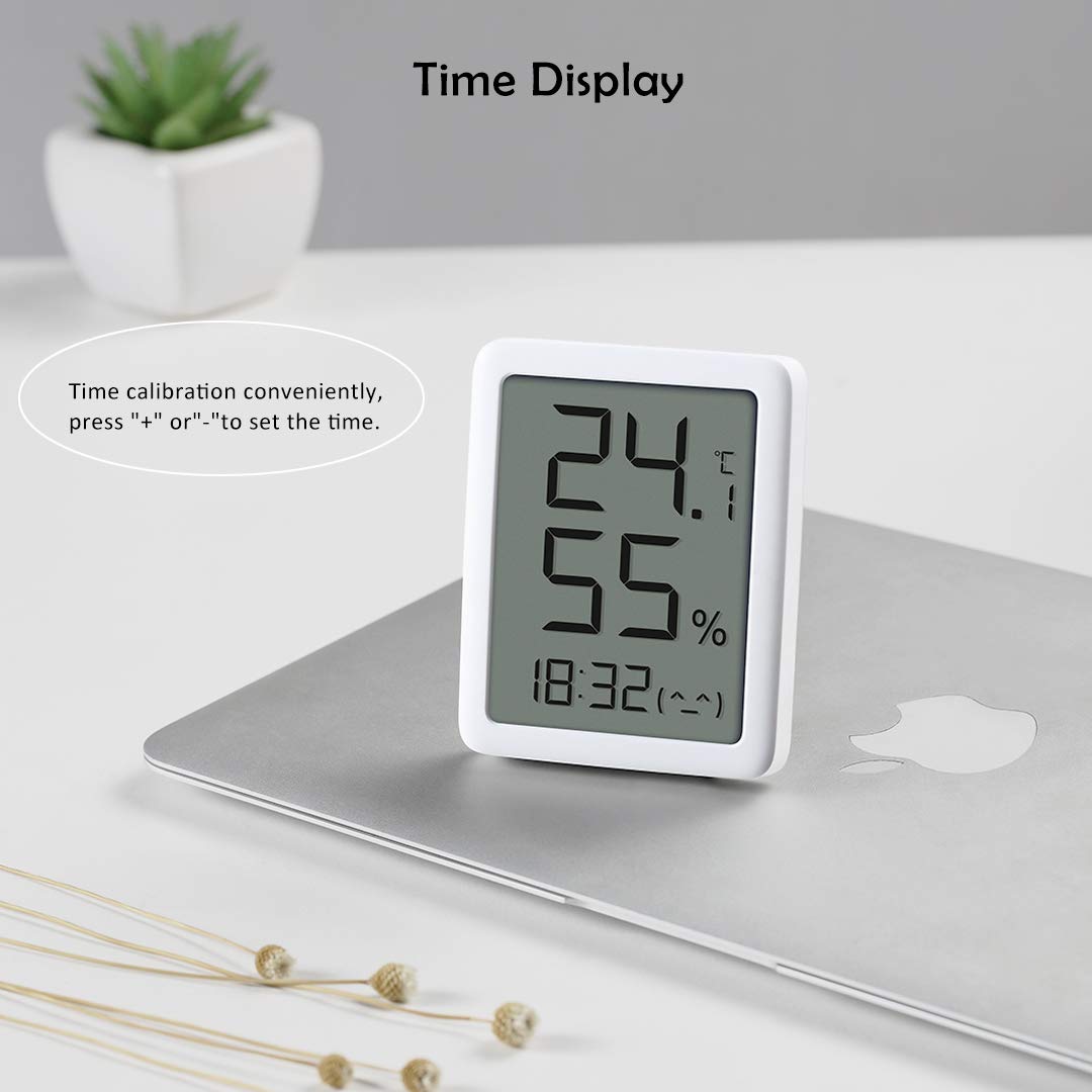 Homidy Indoor Thermometer Digital Hygrometer HD 3.5″ Large Screen Humidity Gauge High Precision Temperature Sensor 24H Max/Min Record and Time Display Humidity Meter
