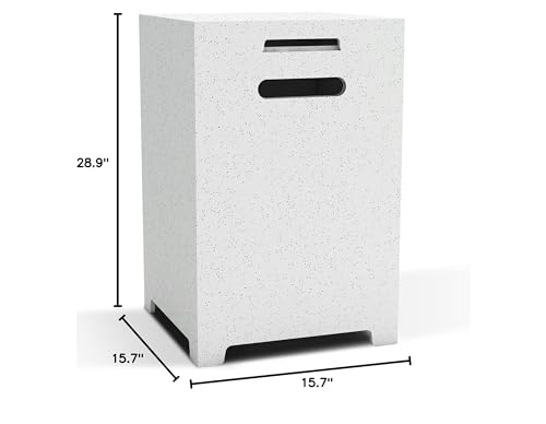 Kante 23.6" H Square Light Gray Eco-Friendly Concrete/Metal Outdoor Patio Backyard UV and Weather Resistant Modern Propane Tank Cover Storage Box for Gas Fire Pit, Hideaway Side Table,RMFP-T01-81904